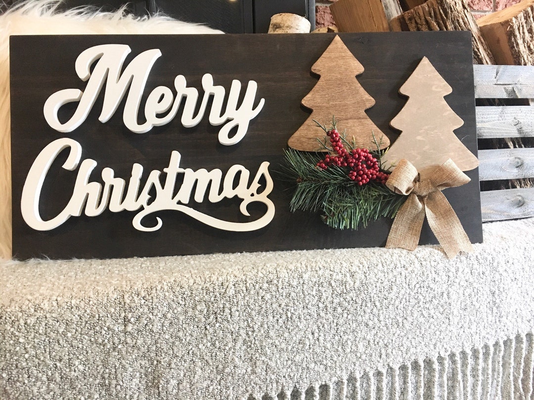Merry Christmas Board | Christmas Tree | Gift Ideas | Holiday Gifts - Etsy