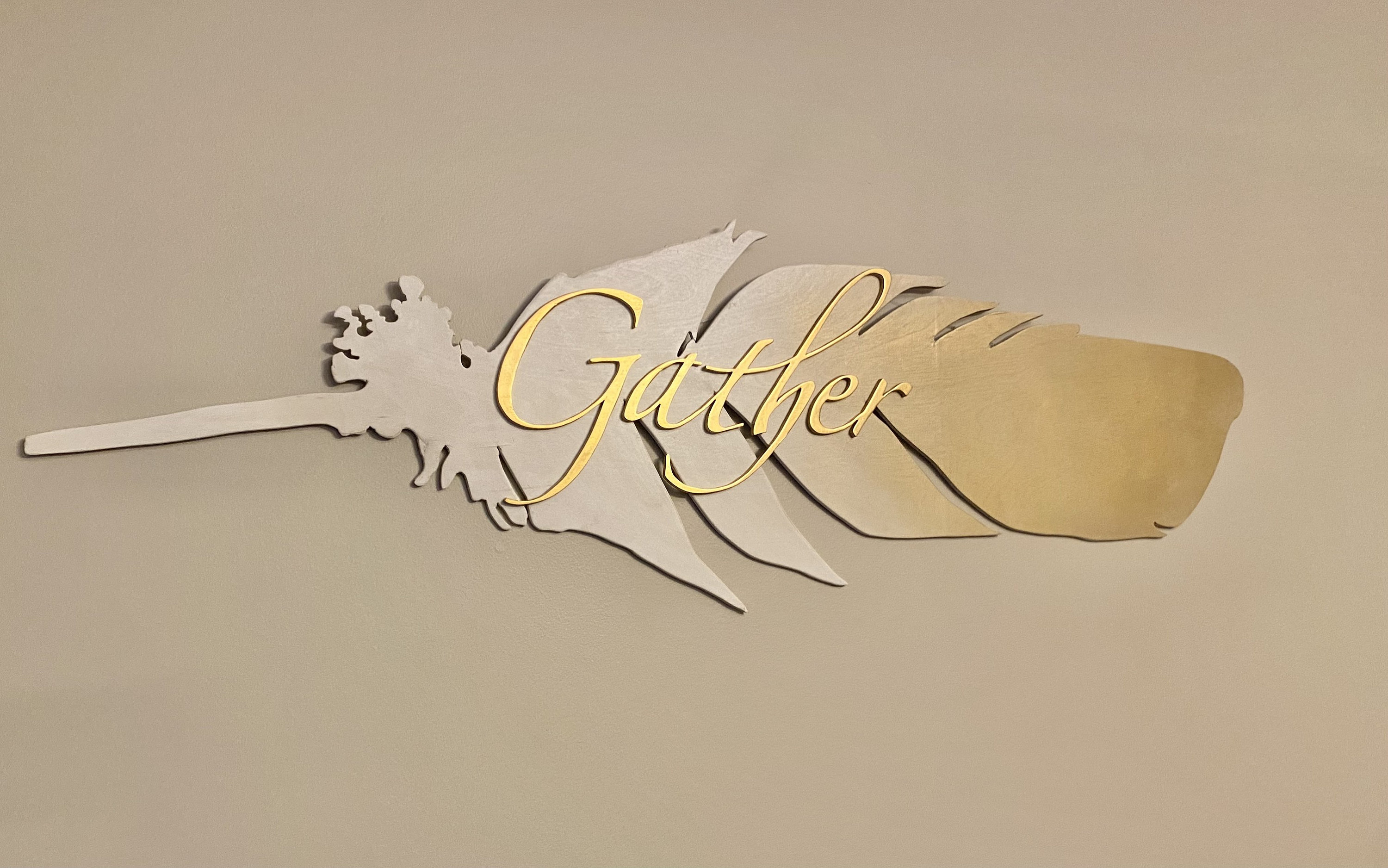 Wood Feather Gather Sign | Gather| Family Sign | Dining Room Decor ...