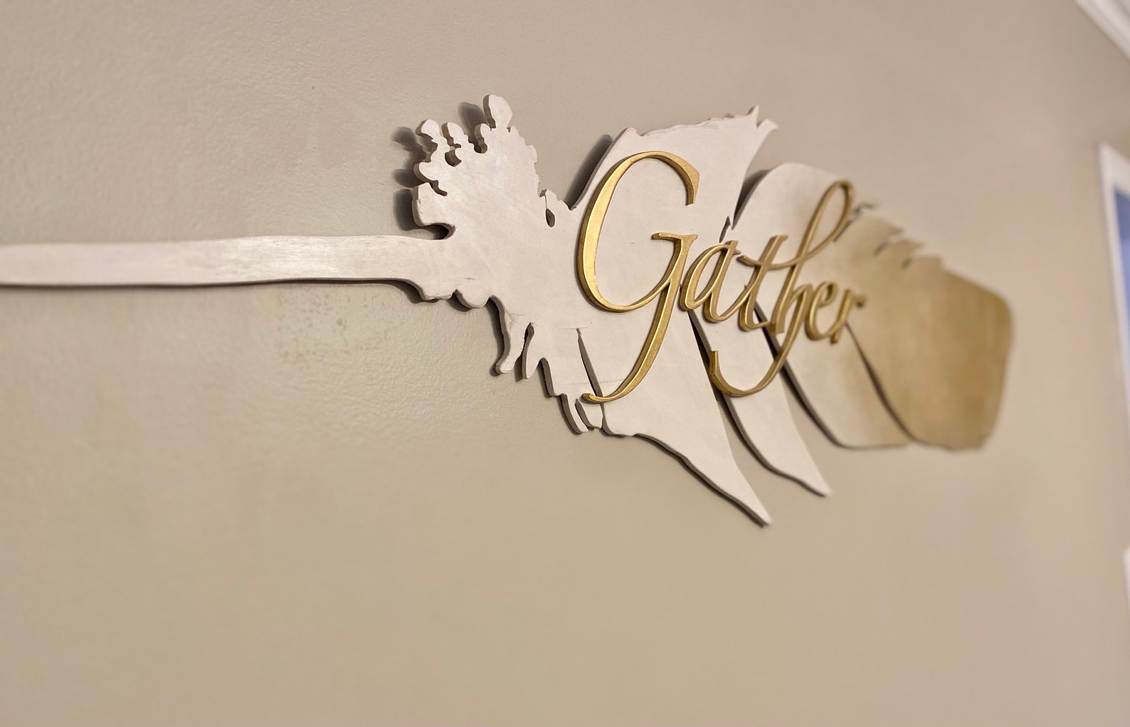 Wood Feather Gather Sign | Gather| Family Sign | Dining Room Decor ...
