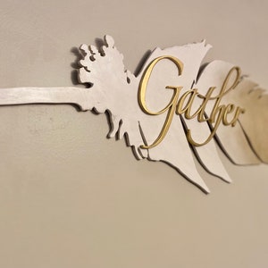 Wood Feather Gather Sign | Gather| Family Sign | Dining Room Decor ...
