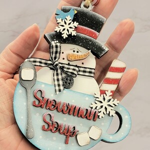 Snowman Soup Ornament, Hand-painted Snowman Ornament, Snowman Soup Gift ...