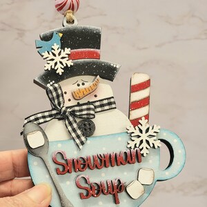 Snowman Soup Ornament, Hand-painted Snowman Ornament, Snowman Soup Gift ...