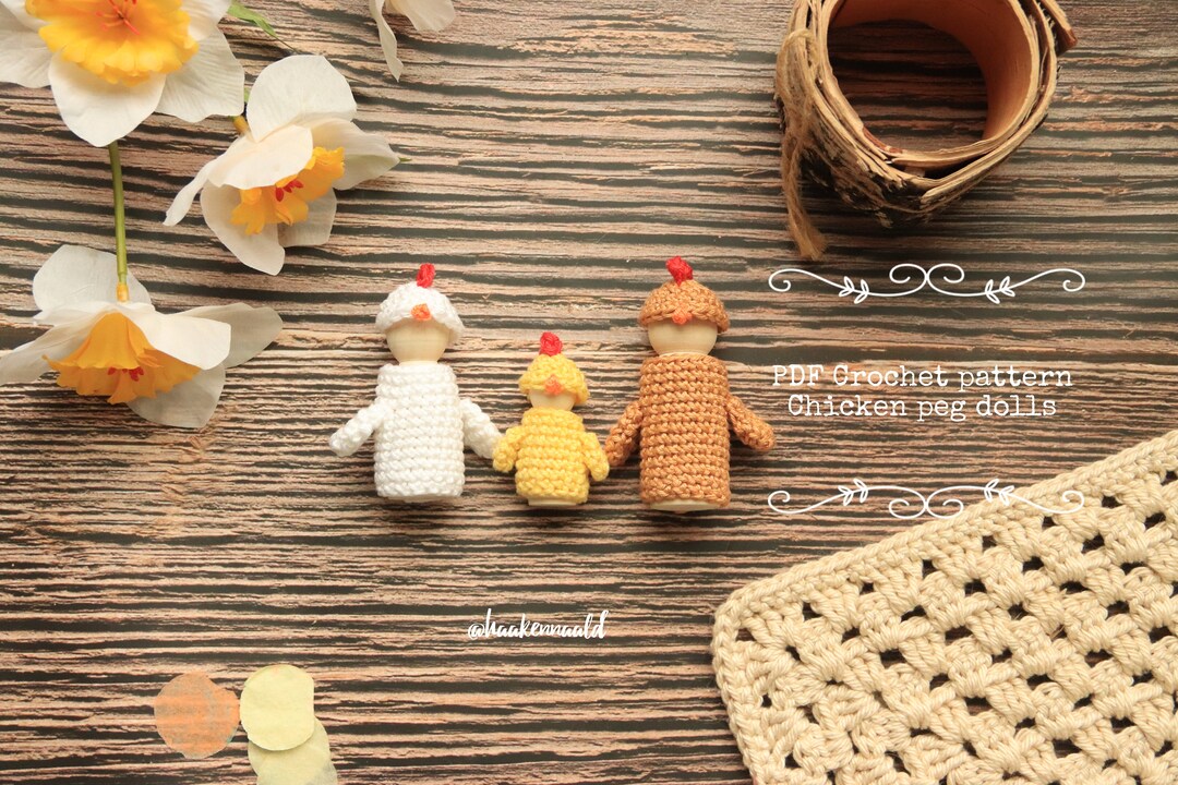 Crochet Chicken Peg Dolls , Handmade Pegdolls , Easter Peg Dolls ...