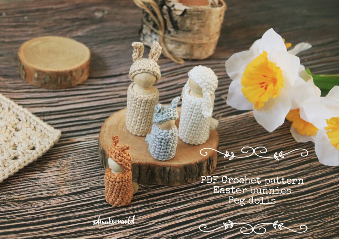 Crochet Easter Bunnies Peg Dolls, PDF Crochet Pattern, Handmade Peg ...