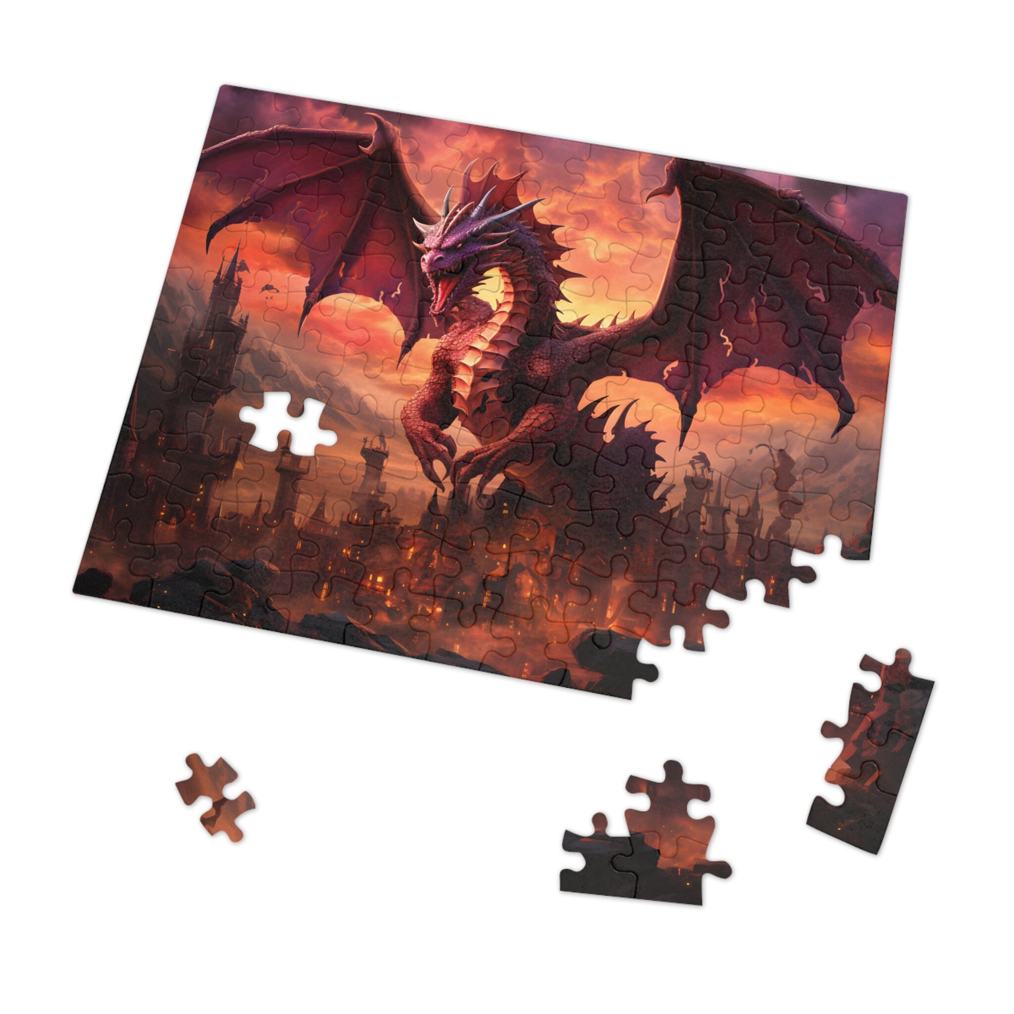 Defiant Dragon Citadel Puzzle 1000 Piece Mythical Beast Jigsaw, Dusk ...