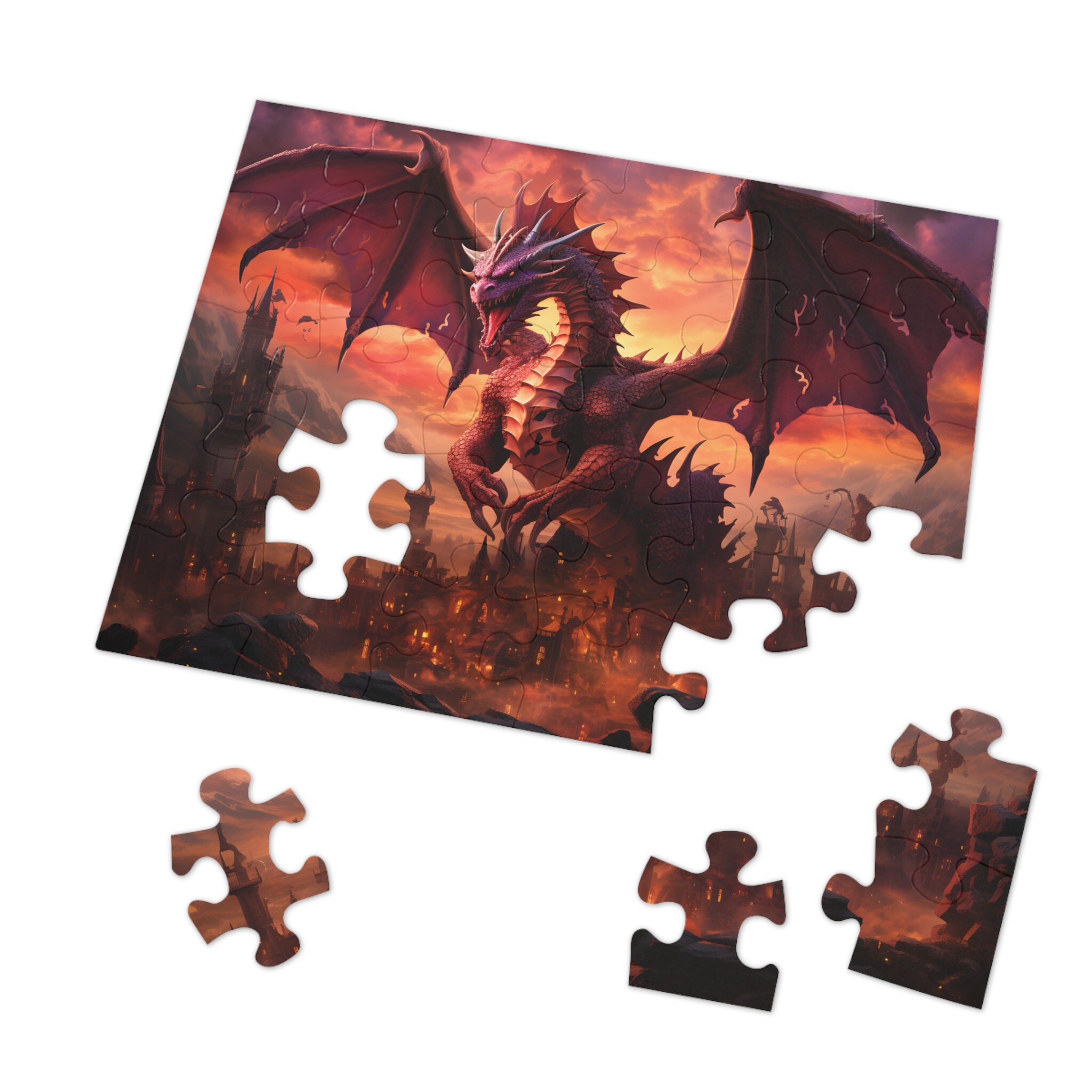 Defiant Dragon Citadel Puzzle 1000 Piece Mythical Beast Jigsaw, Dusk ...