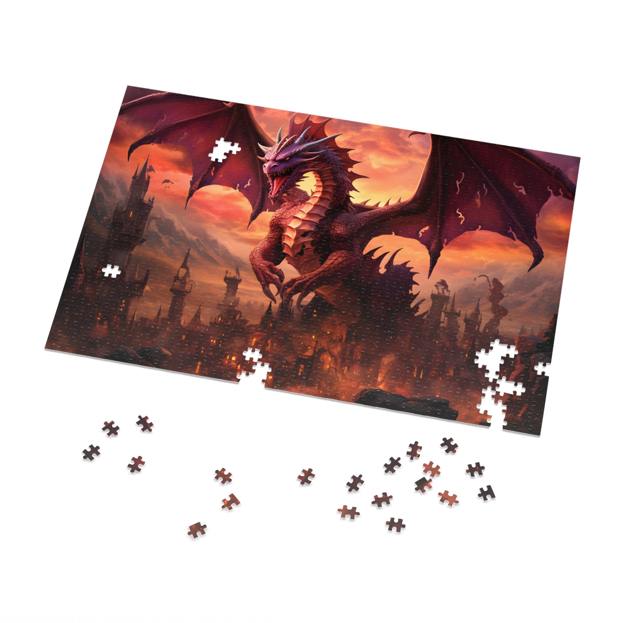 Defiant Dragon Citadel Puzzle 1000 Piece Mythical Beast Jigsaw, Dusk ...