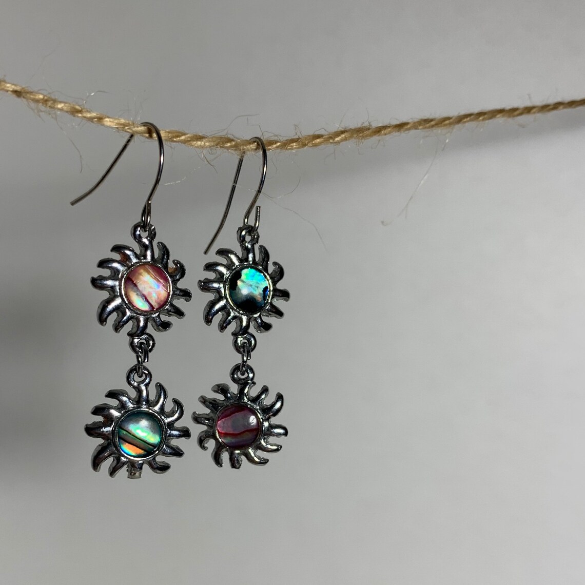 Hanging Iridescent Sun Earrings - Etsy
