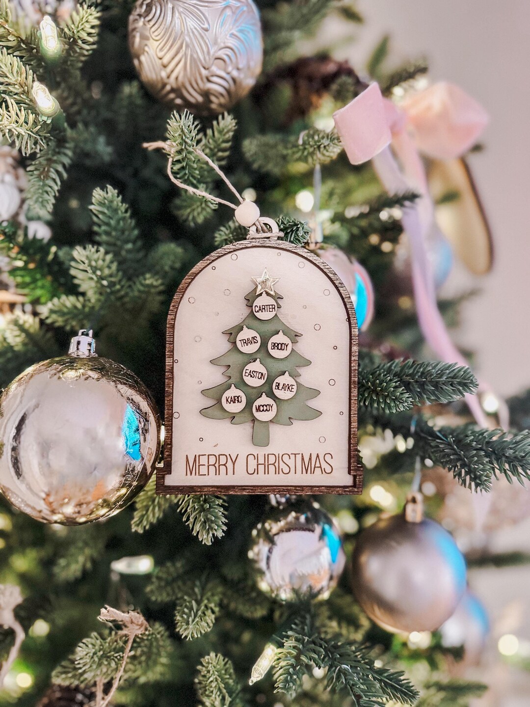 Personalized Family Tree Christmas Ornament: Family Names, Grandparent ...
