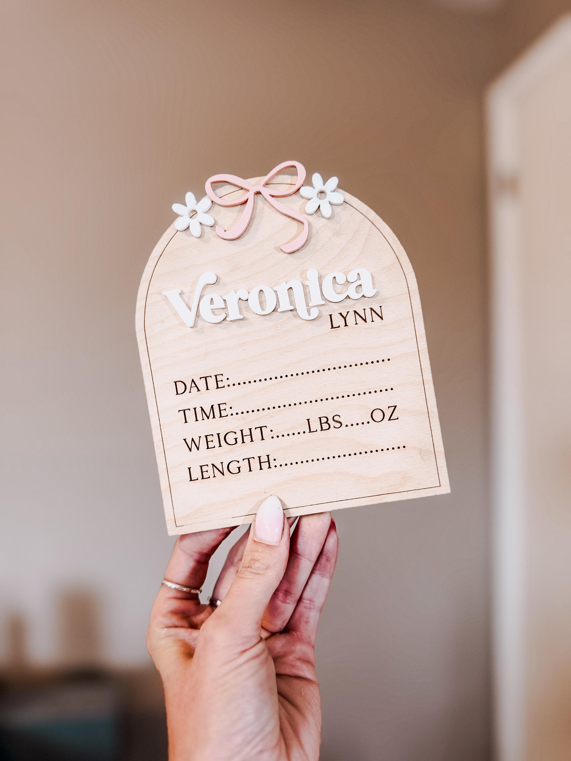 Custom Baby Name Plaque: 3D Maple Wood Birth Announcement - Etsy