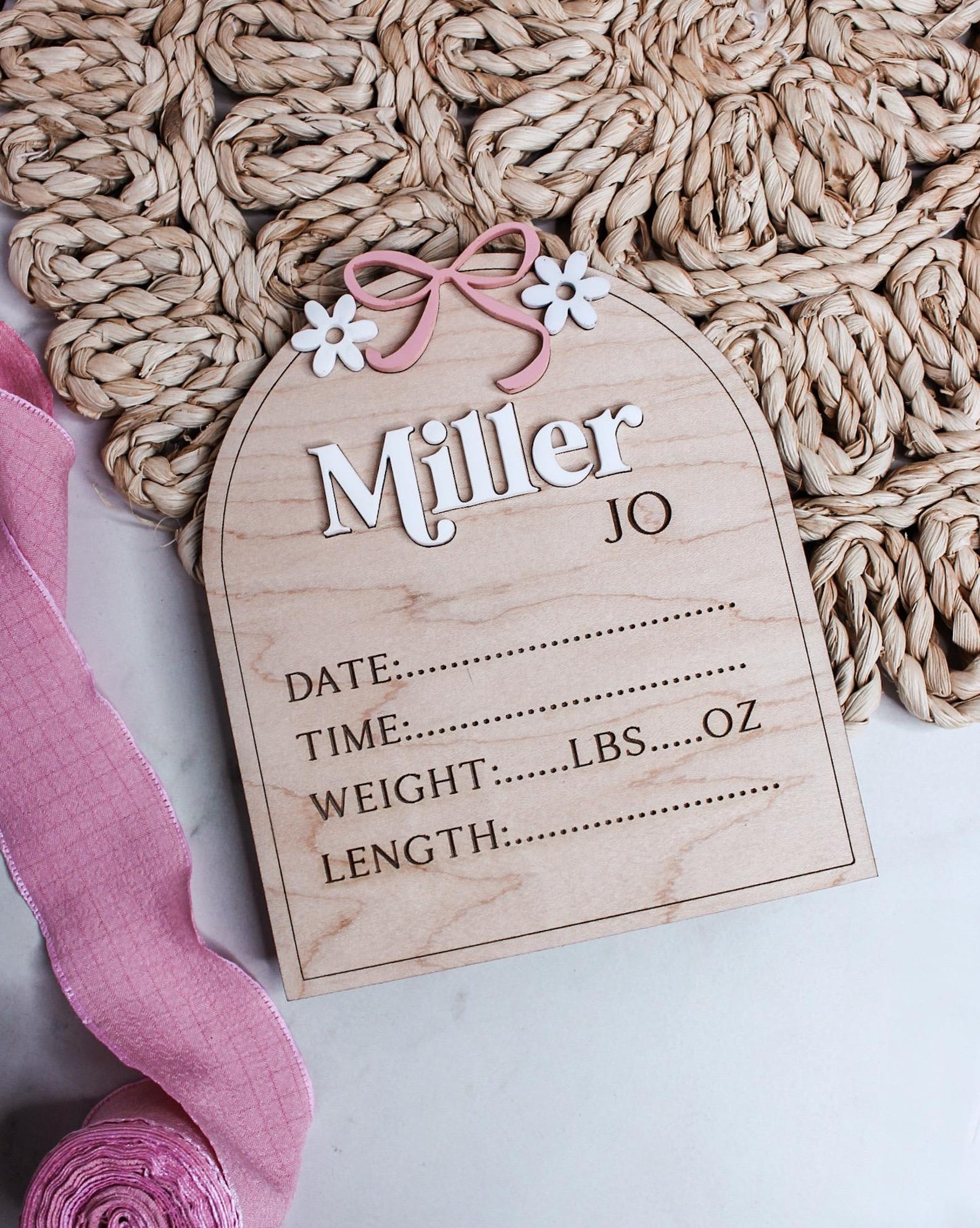 Custom Baby Name Plaque: 3D Maple Wood Birth Announcement - Etsy