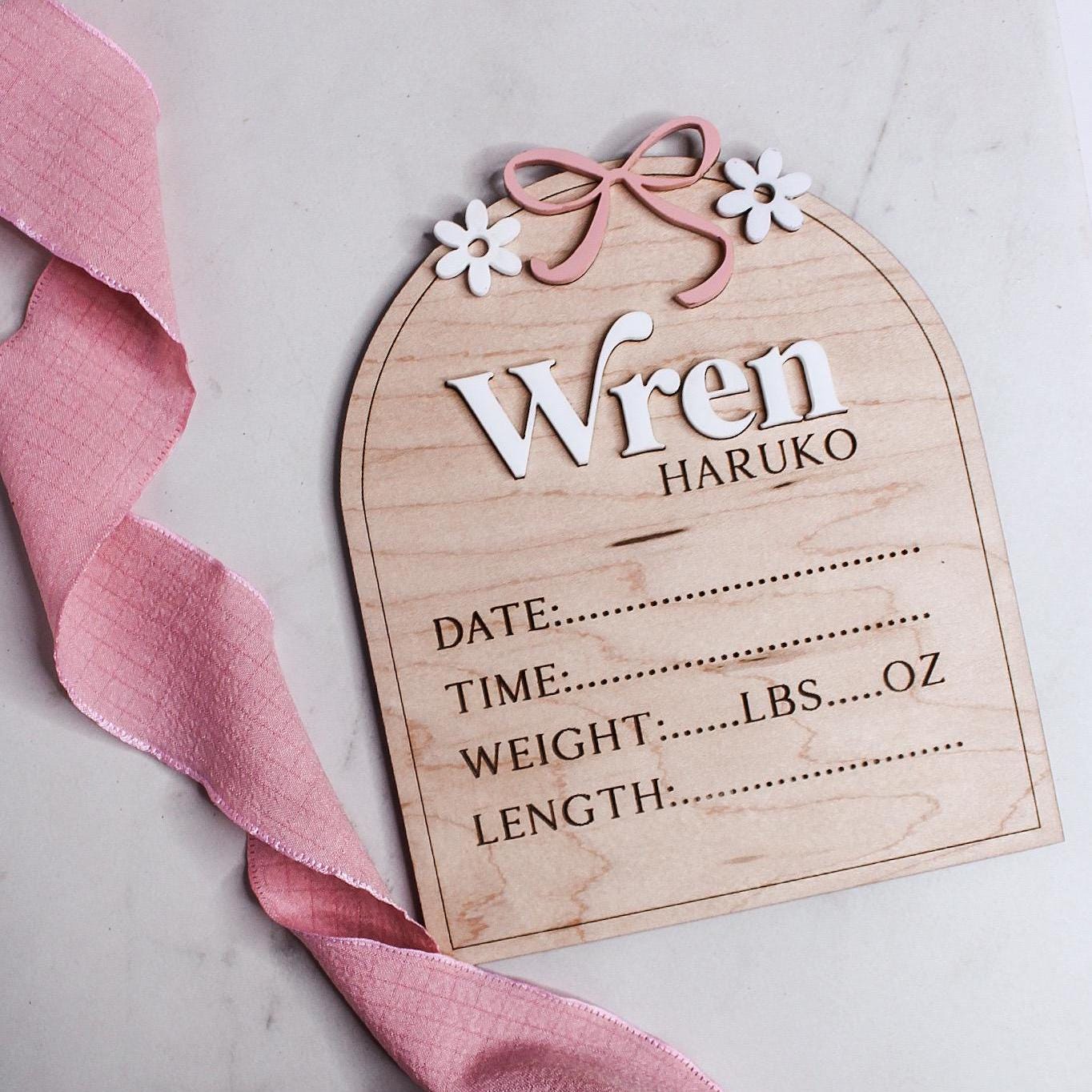 Custom Baby Name Plaque: 3D Maple Wood Birth Announcement - Etsy