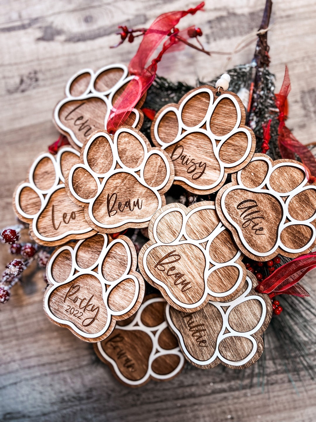 Personalized Paw Ornament Custom Dog Paw Name Custom Dog Christmas ...