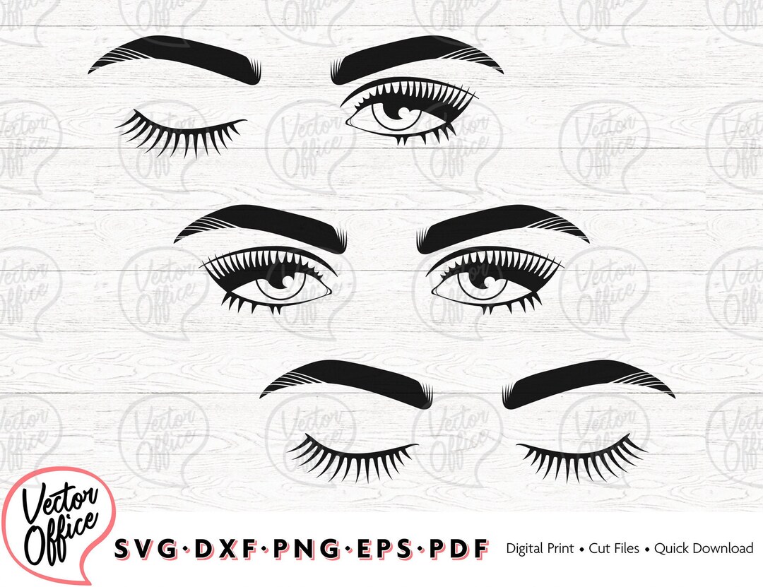 Eyes SVG, Winking Lashes, Wink Eye SVG, Mascara Eyes Clipart, Instant ...