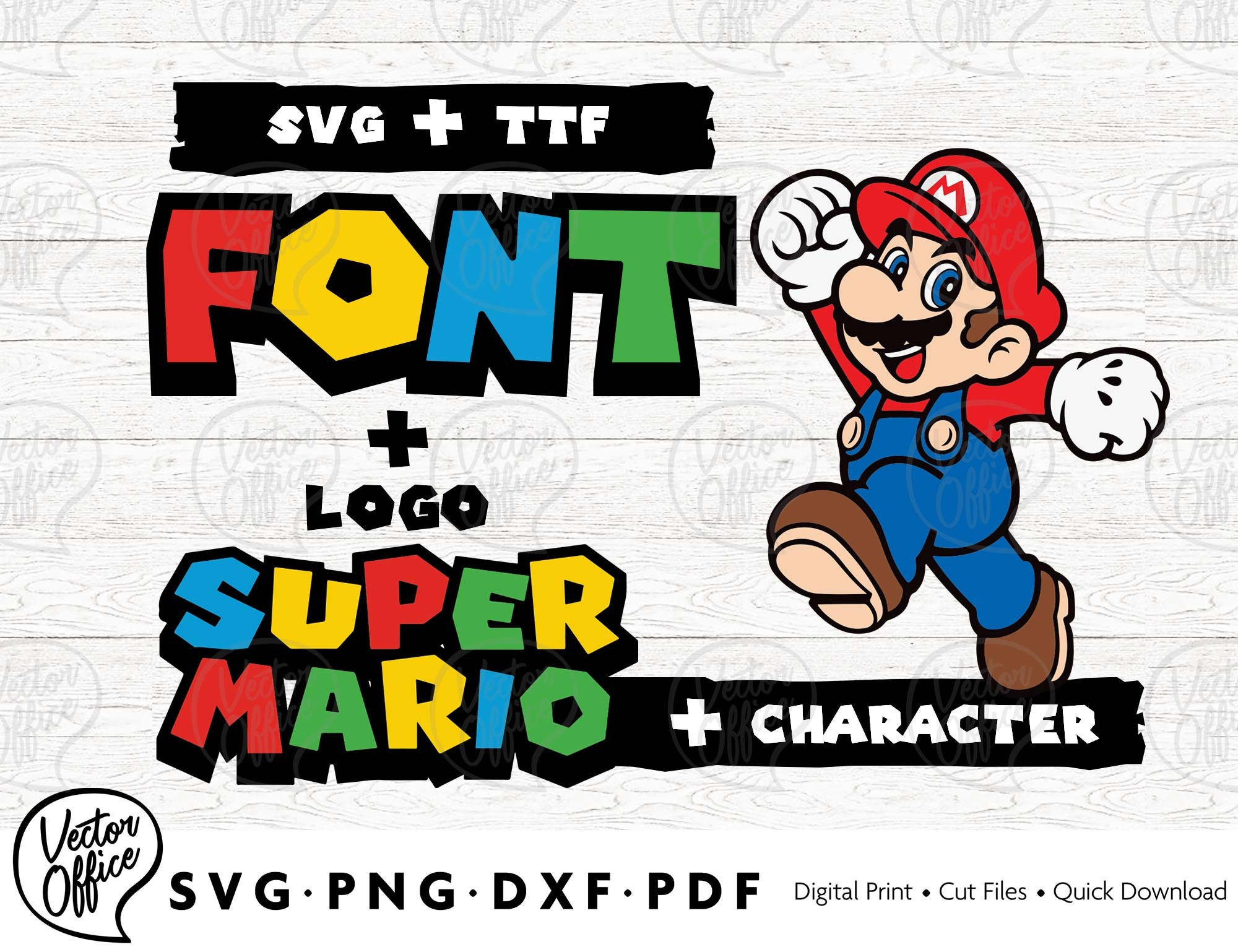Super Mario Font SVG, Layered Mario Font, Super Mario Svg, Super Mario ...