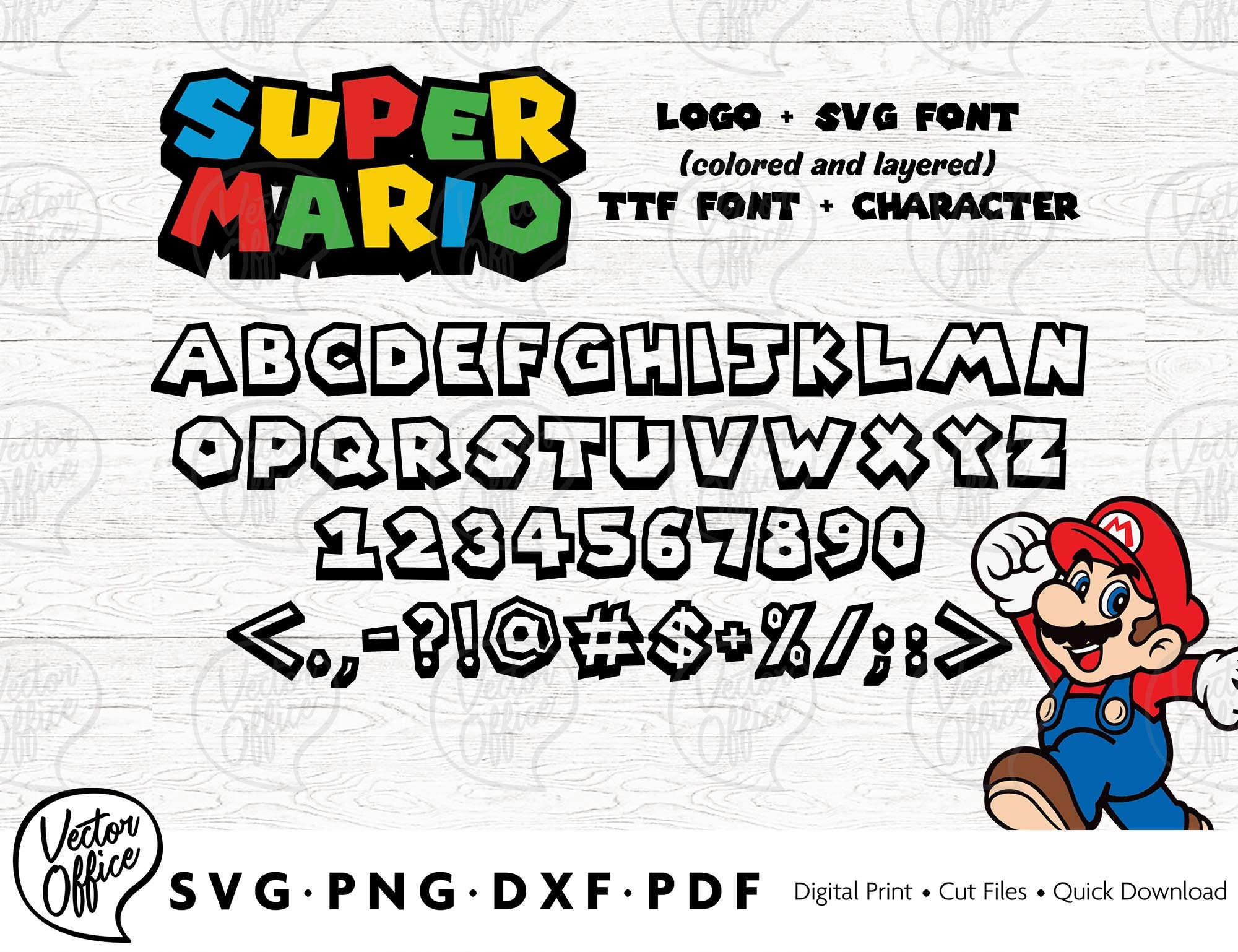 Super Mario Font SVG Layered Mario Font Super Mario Svg - Etsy