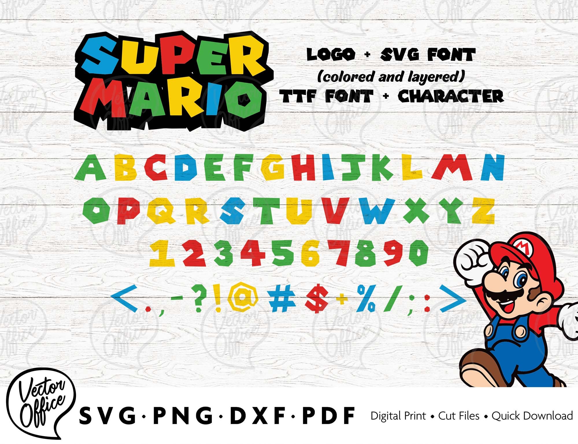 Super Mario Font SVG Layered Mario Font Super Mario Svg - Etsy
