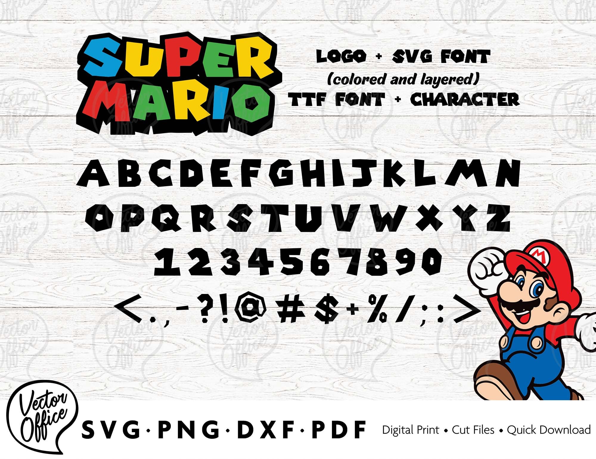 Super Mario Font SVG Layered Mario Font Super Mario Svg - Etsy