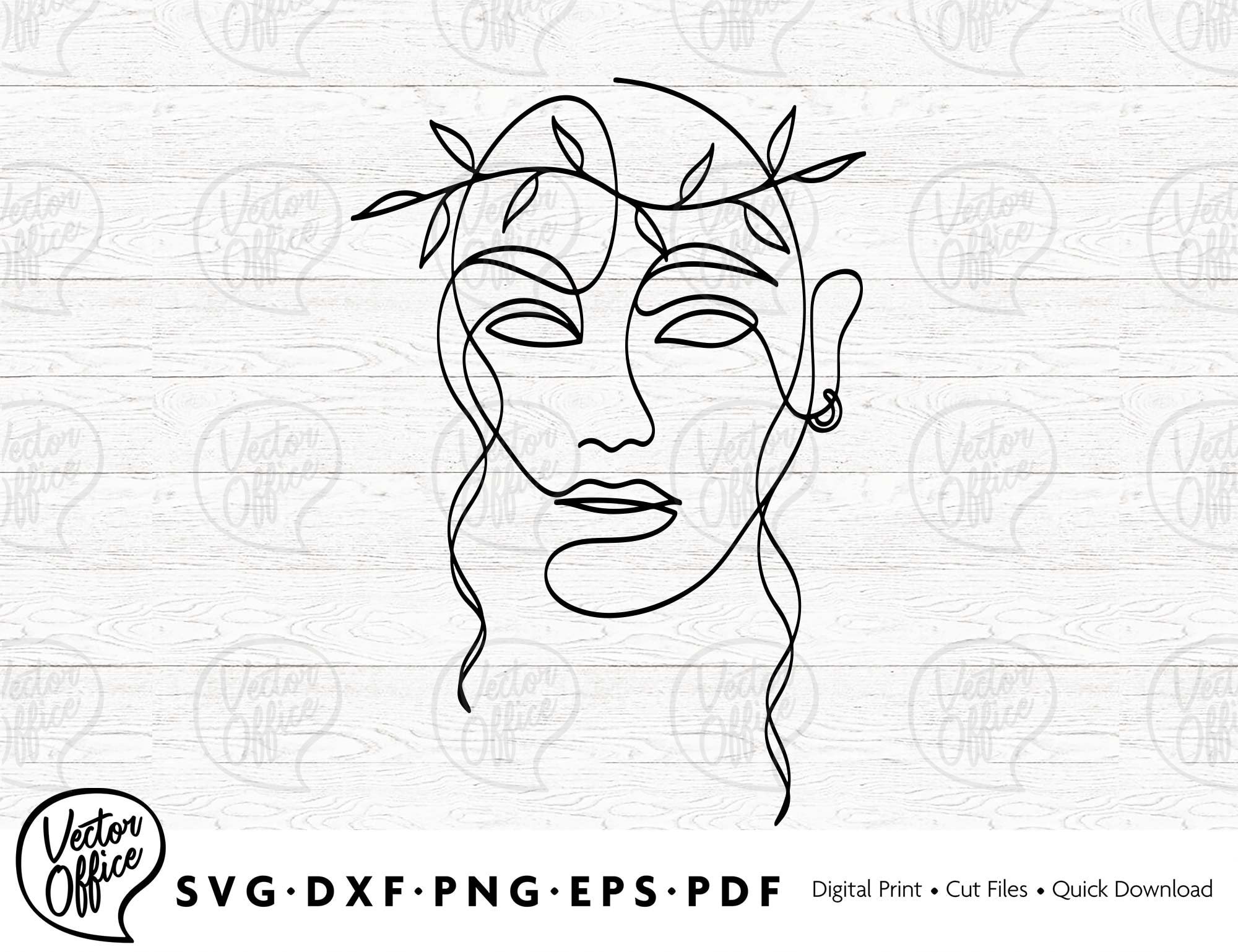 Abstract Face Svg, Line Face Svg, Face One Line Art Svg, Abstract Faces ...