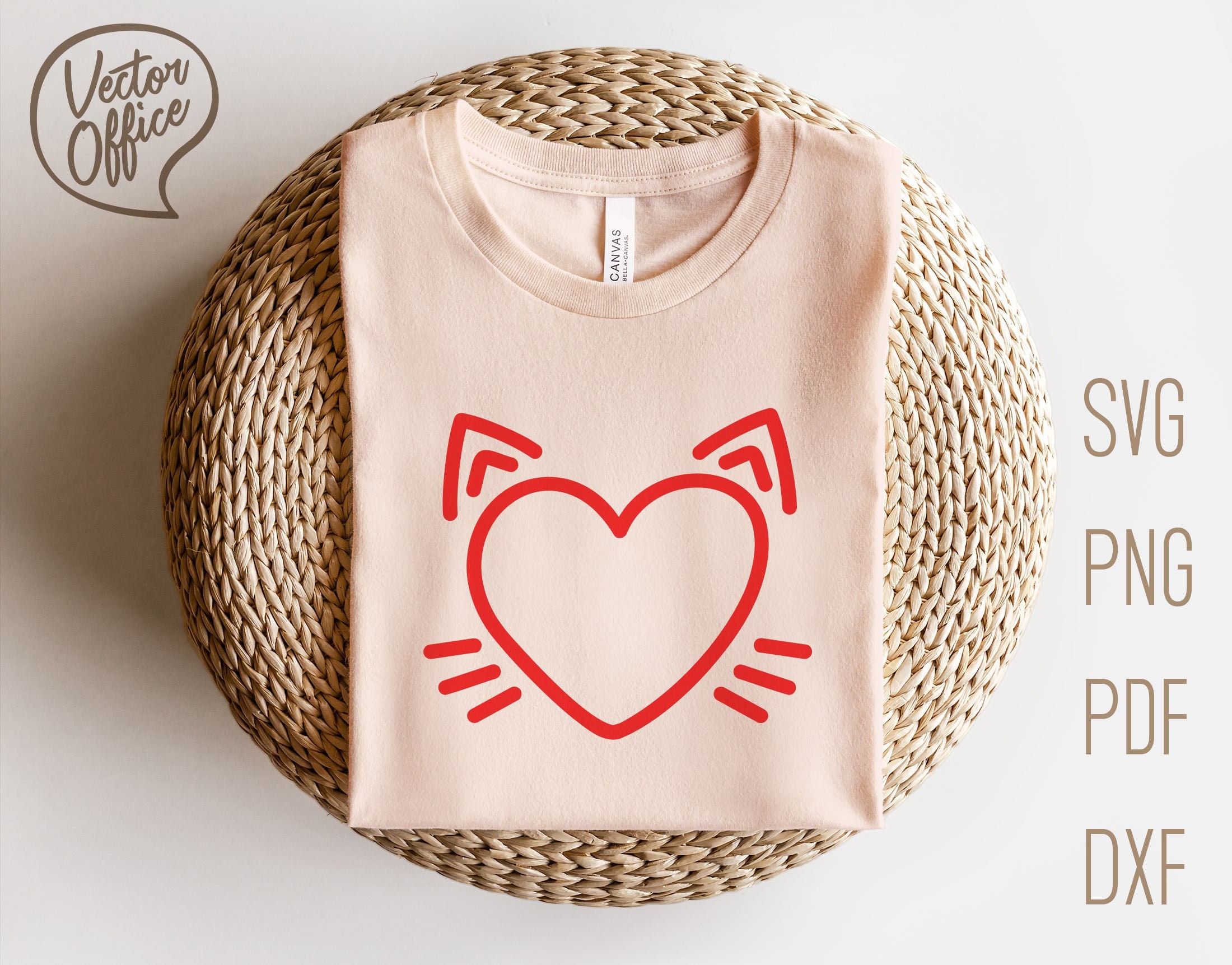 Cat Heart SVG Heart With Ears SVG Valentine's Day SVG - Etsy UK