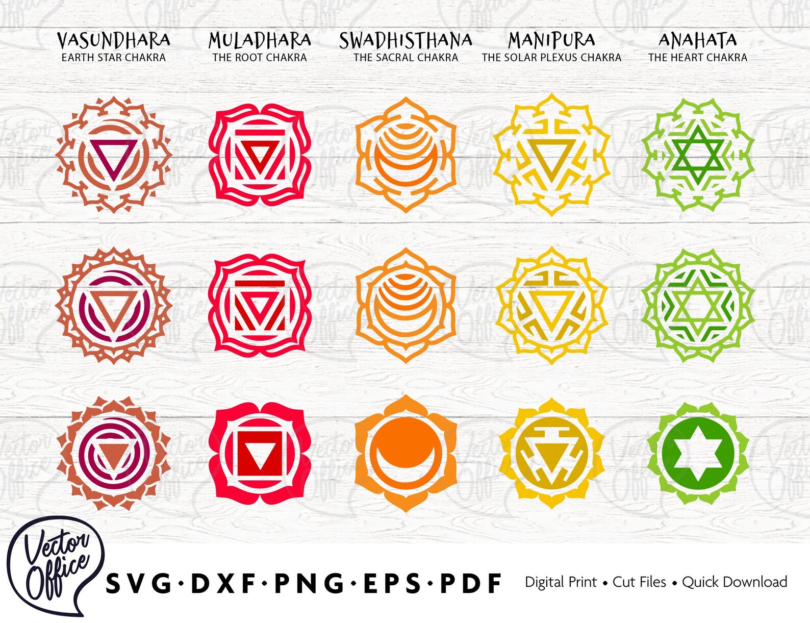 10 Chakra Symbols SVG Chakra Svg Yoga Svg Instant Digital - Etsy