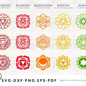 10 Chakra Symbols SVG, Chakra Svg, Yoga Svg, Instant Digital Download ...