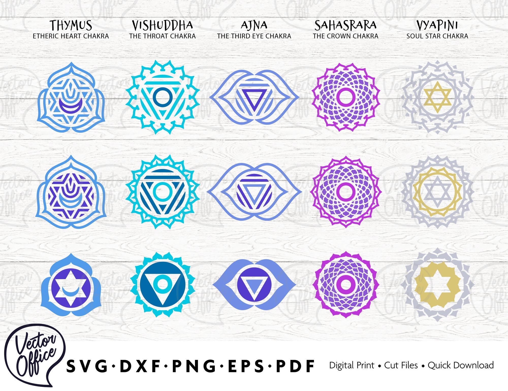 10 Chakra Symbols SVG Chakra Svg Yoga Svg Instant Digital - Etsy