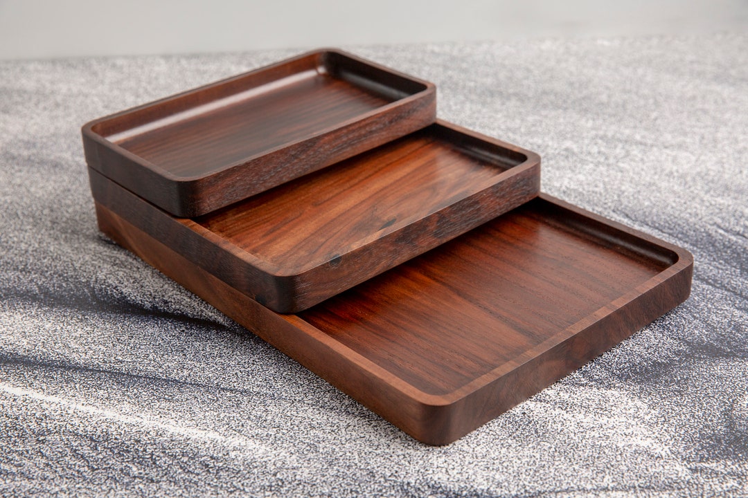 Walnut Wood Trays. Stackable Modular Design. Catch All Valet Tray ...