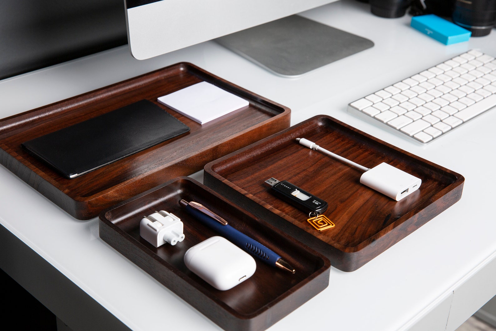 Walnut Wood Trays. Stackable Modular Design. Catch All Valet Tray ...