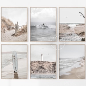 Beach Print Set of 6, Surfing Gallery Wall, Coastal Prints, Surf Life ...