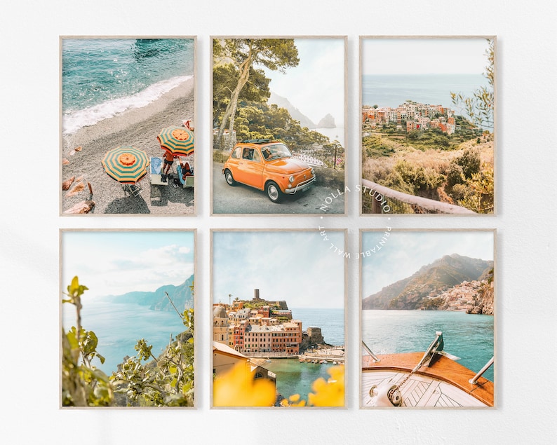 Italy Prints Set of 6 Mediterranean Wall Art Coastal Summer - Etsy