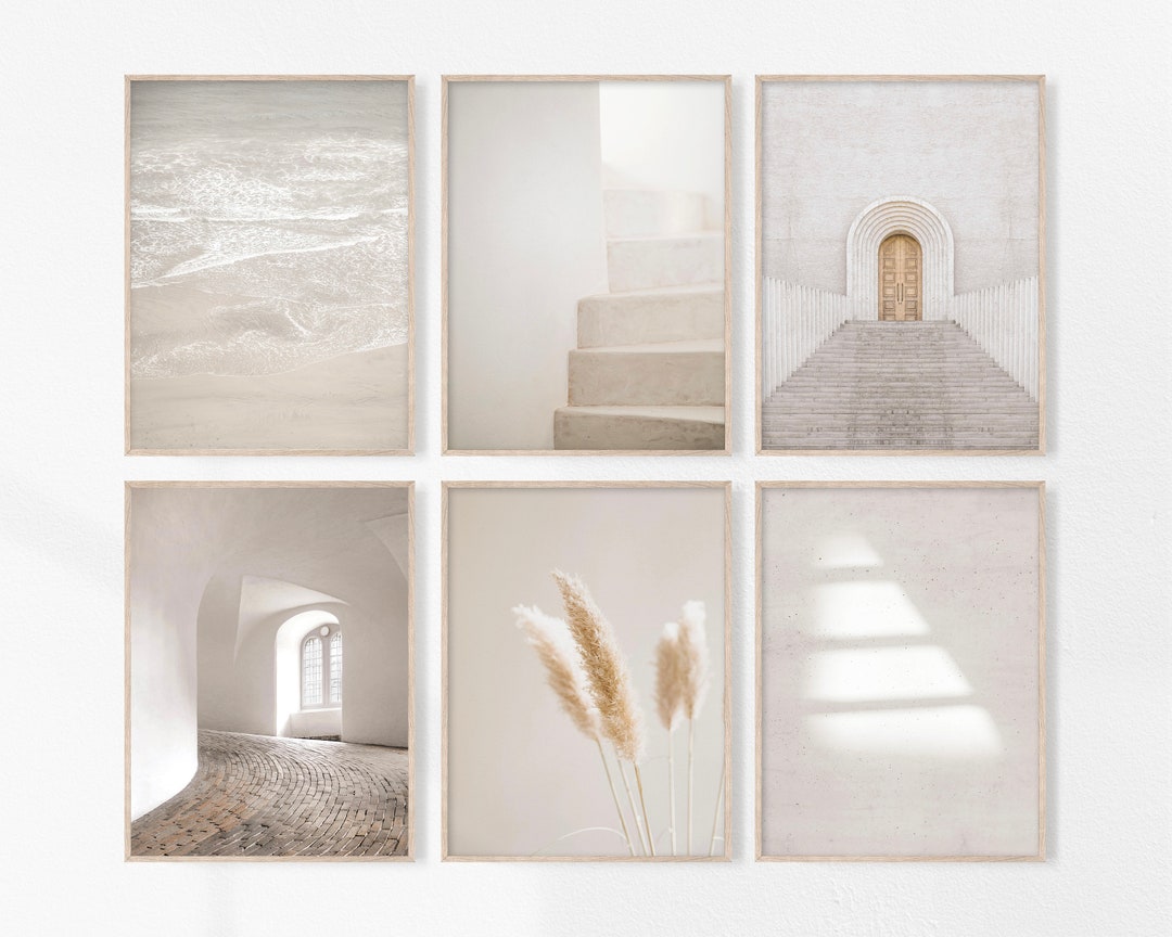 Neutral Print Set Set of 6 Prints Minimalist Gallery Wall - Etsy