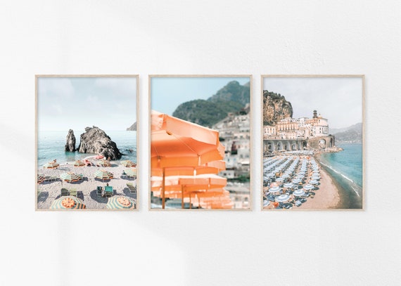 Amalfi Coast Print Set of 3 Positano Beach Prints Italy | Etsy