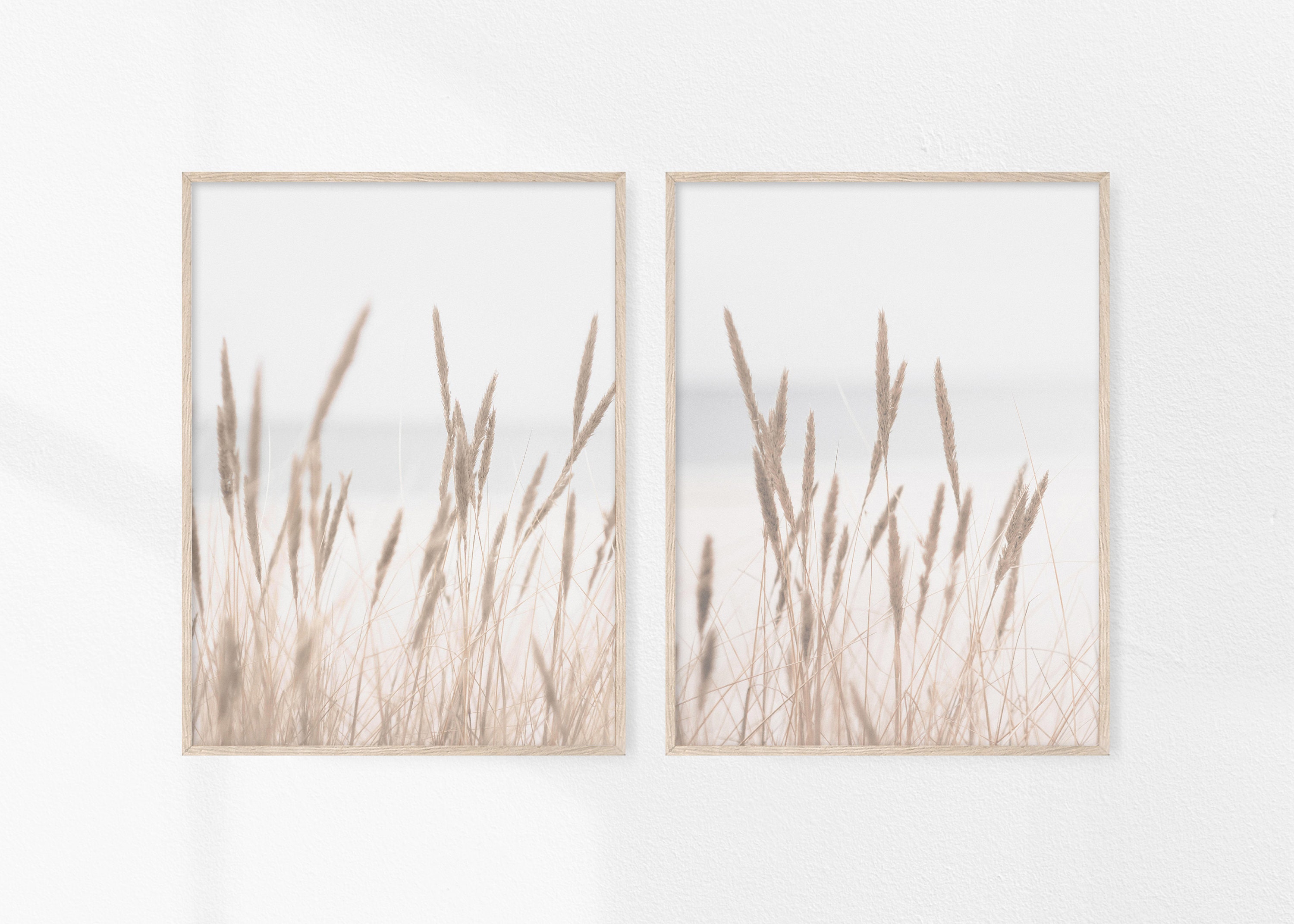 Beach Print Set of 2 Dried Grass Two Piece Coastal Poster | Etsy