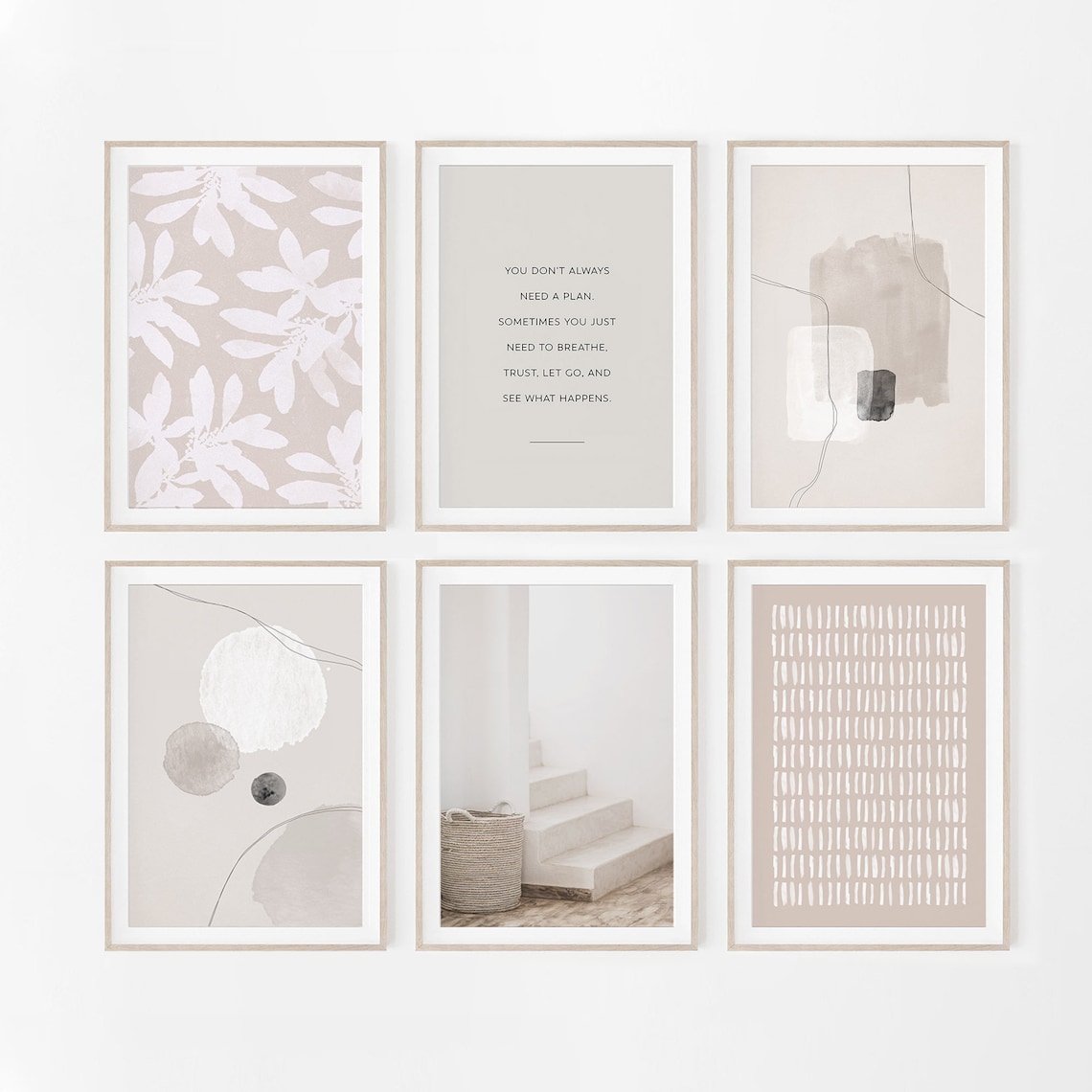 Boho Gallery Wall Set of 6 Prints Bohemian Wall Art Set | Etsy