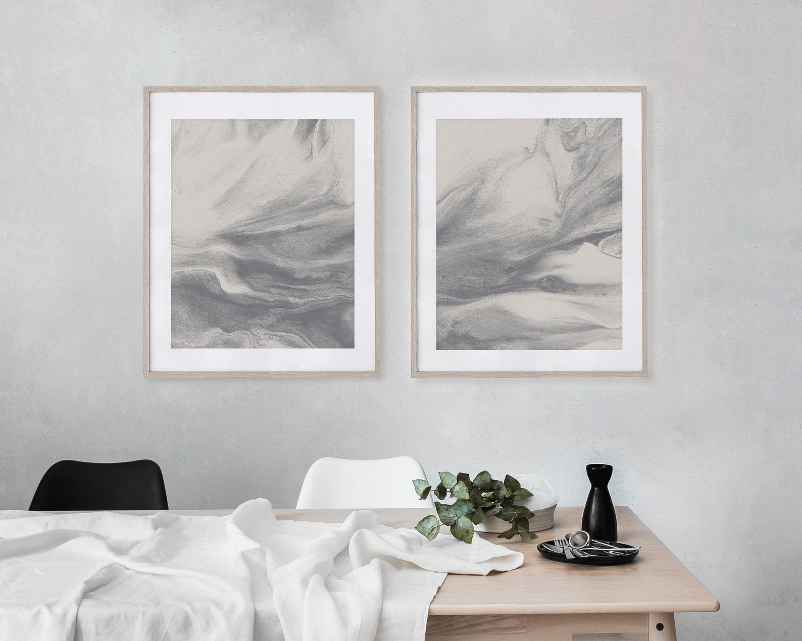 Gray Sand Art Set of 2 Modern Art Print Scandinavian - Etsy