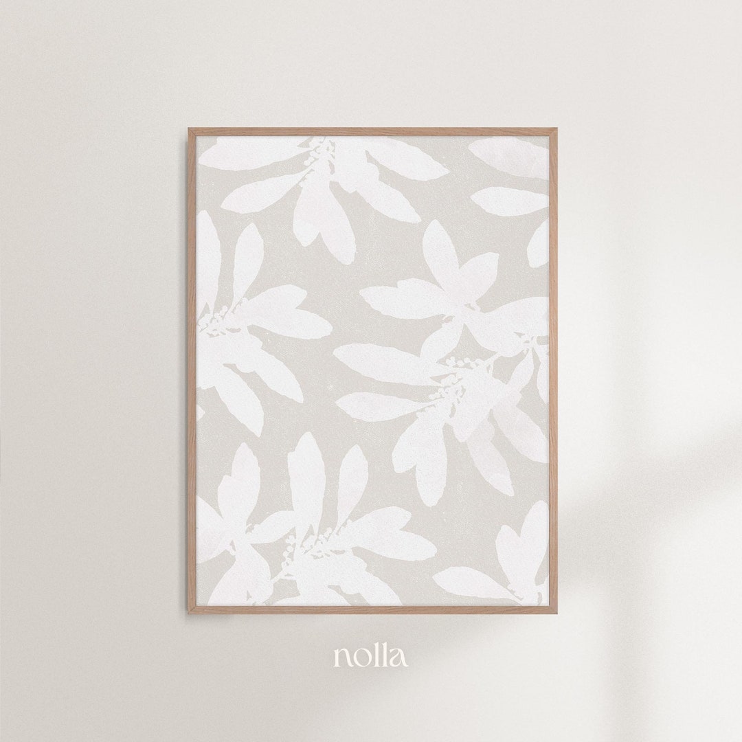 Abstract Plant Print, Botanical Silhouette Wall Art, Neutral Beige ...