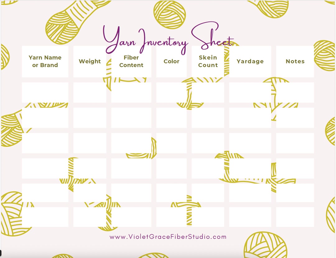Yarn Inventory Tracker, Printable Stash Organizer for Knitting ...