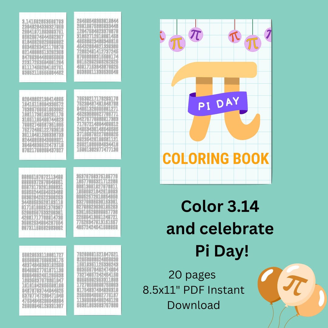 Pi Day Coloring Book, Math-themed Coloring Pages for Kids, Fun and ...