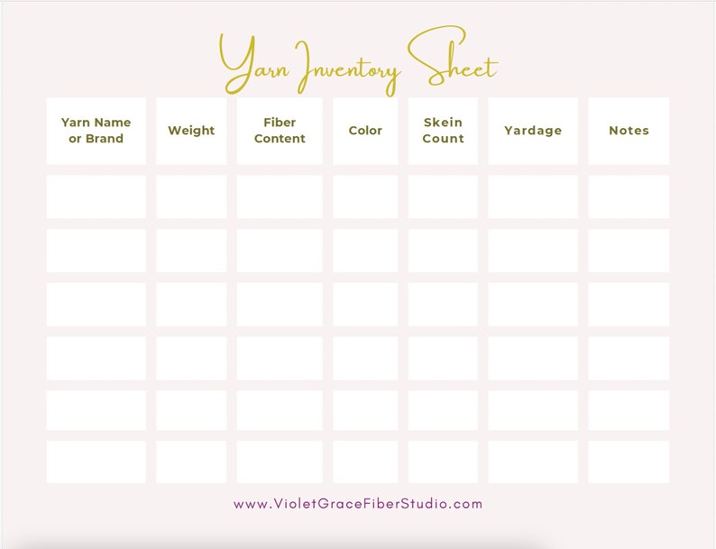 Yarn Inventory/ Yarn Stash Tracker: Printable PDF - Etsy