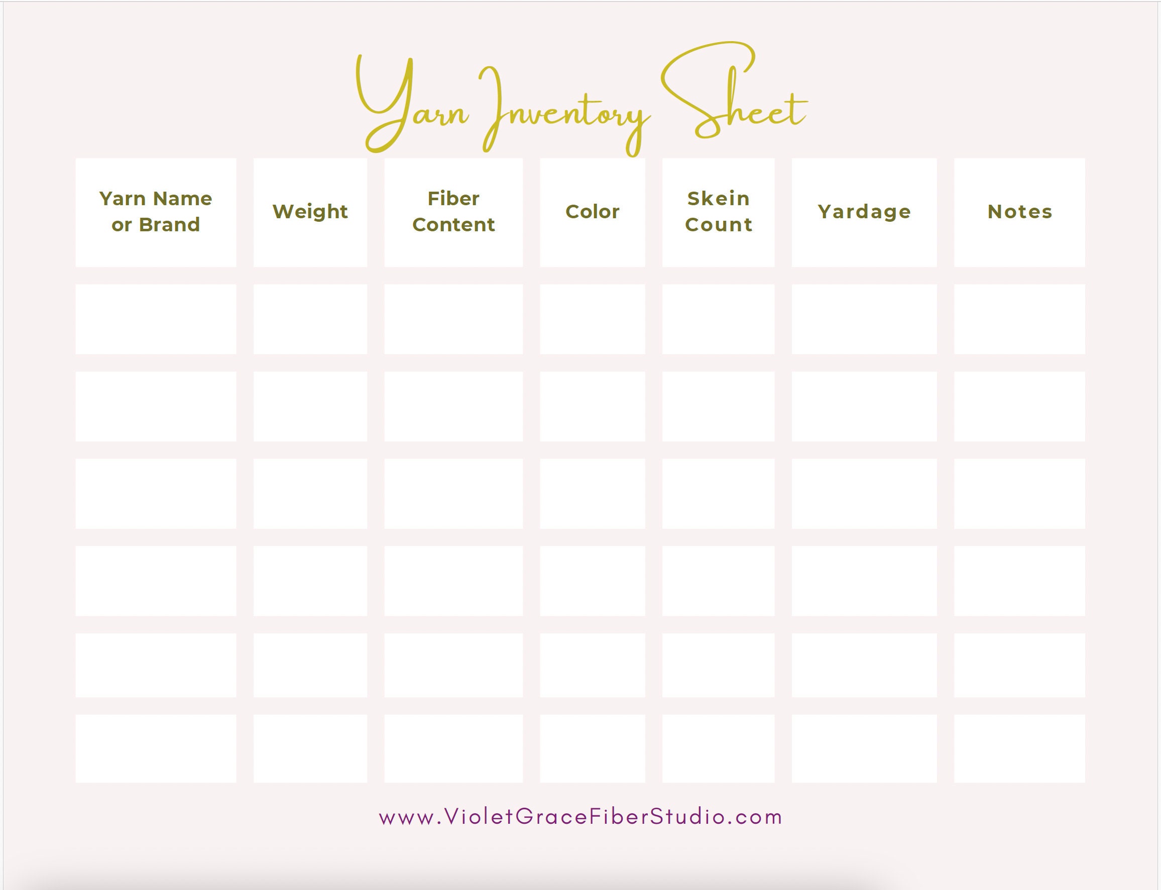 Yarn Inventory/ Yarn Stash Tracker: Printable PDF — Violet Grace Fiber ...