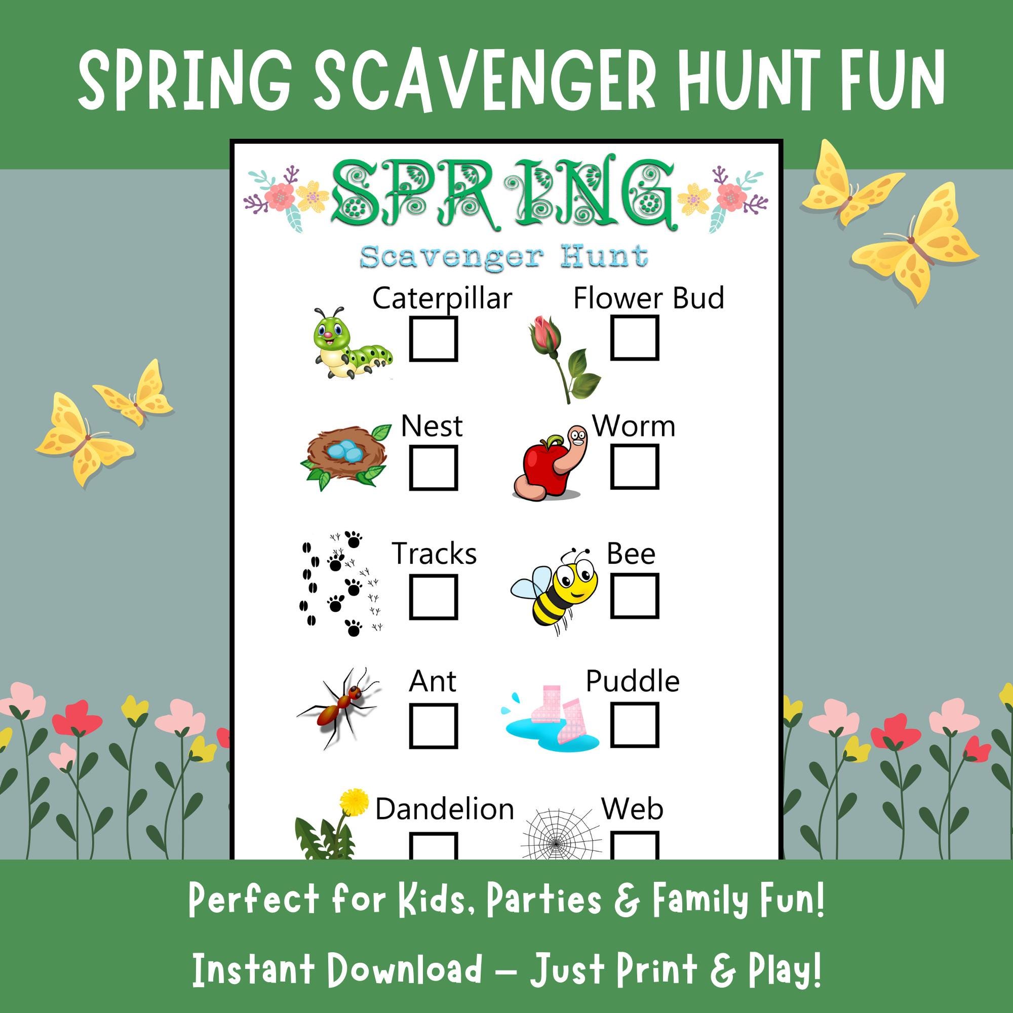 Outdoor Scavenger Hunt Cards Printable | Spring Activity for Preschool ...