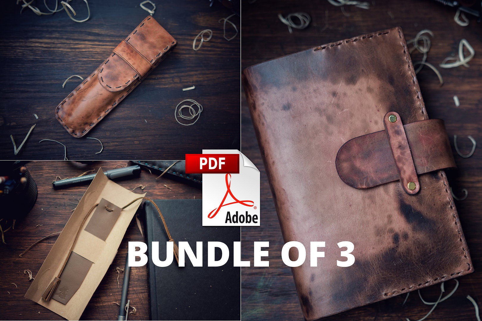 Leather Notebook Pattern| Leather Bookmark Pattern Pdf| Leather Pen ...