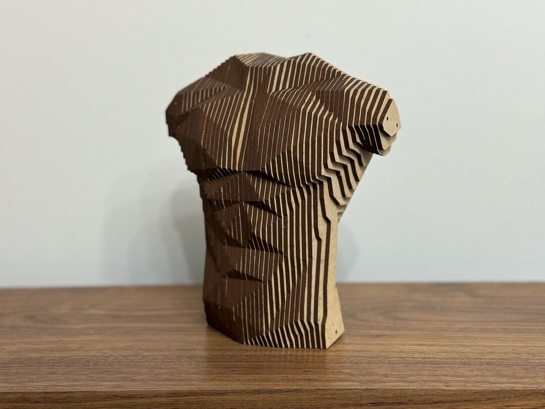 DIY Male Torso - Low Poly Parametric 3D Laser Cut Sculpture - Glowforge ...