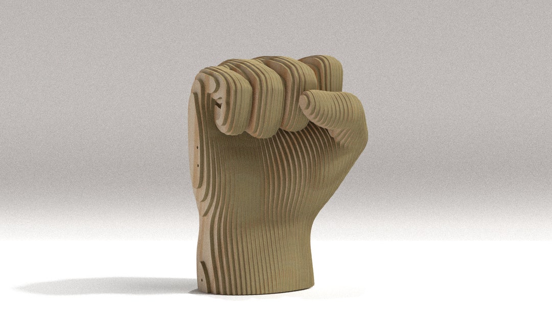 Fist - Parametric 3D Laser Cut Sculpture - Glowforge, Xtool, Laser Cut ...
