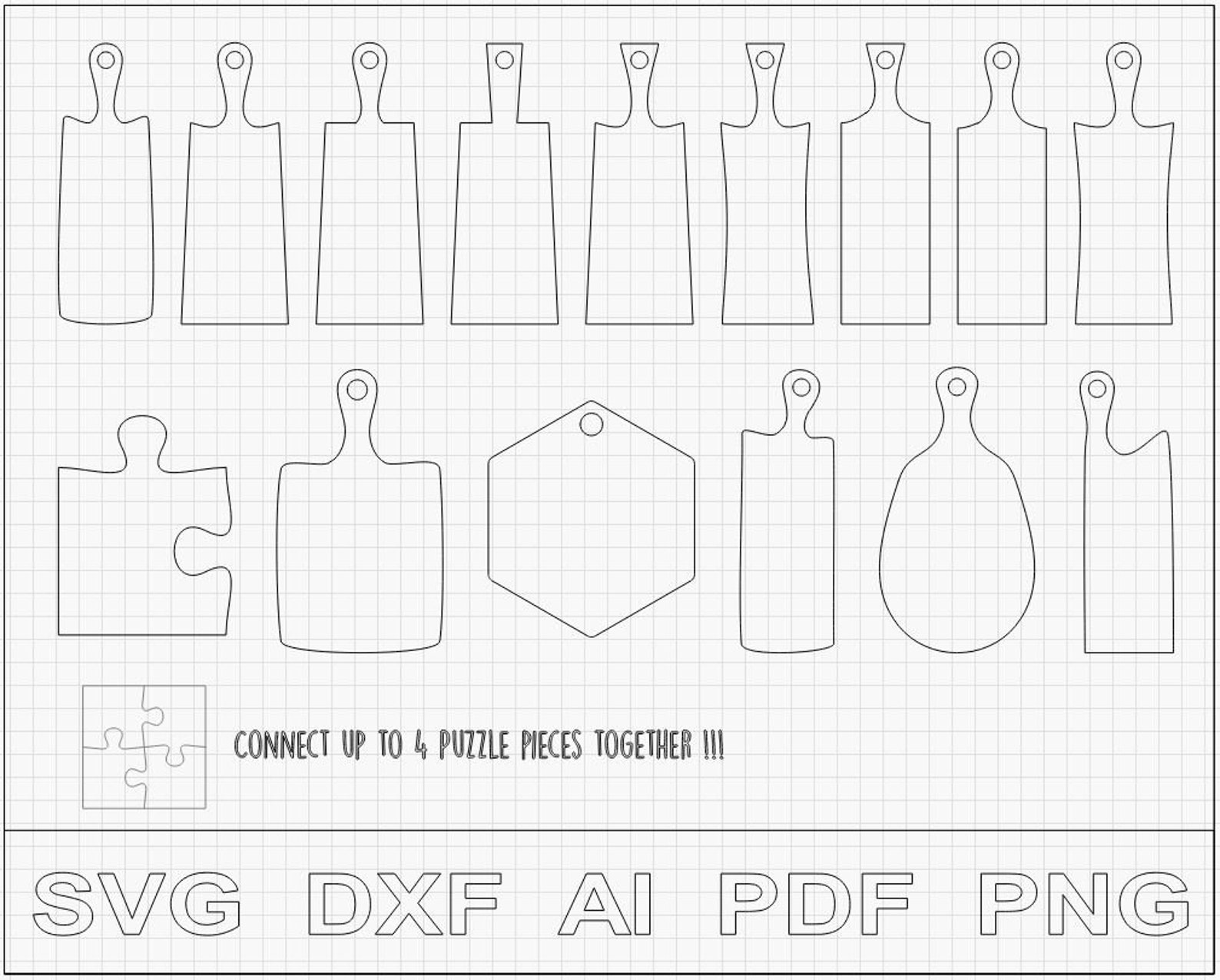 Set 8: 15x Charcuterie Serving Board Pattern Templates SVG / DXF / AI ...