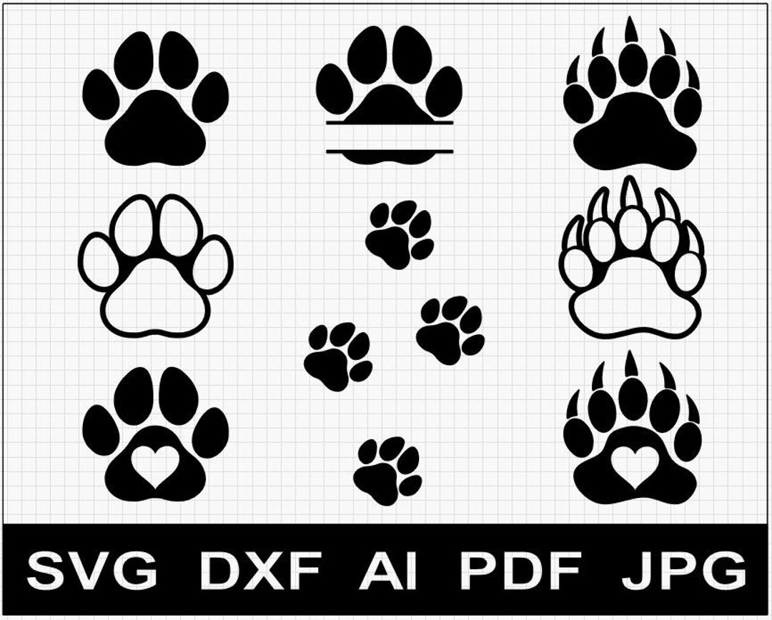Dog Paw Prints SVG Pattern Templates SVG / DXF for Cnc / Cricut / Image ...