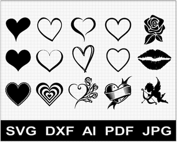 15x Heart Pattern Template SVG / DXF for CNC / Cricut / - Etsy
