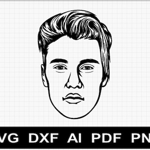 Justin Bieber Face Vector - SVG/DXF/AI - for Decal, Cricut, Engraving ...