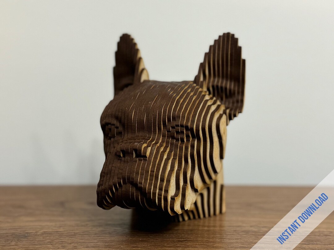 DIY French Bulldog Parametric 3D Laser Cut Sculpture Glowforge, Xtool ...
